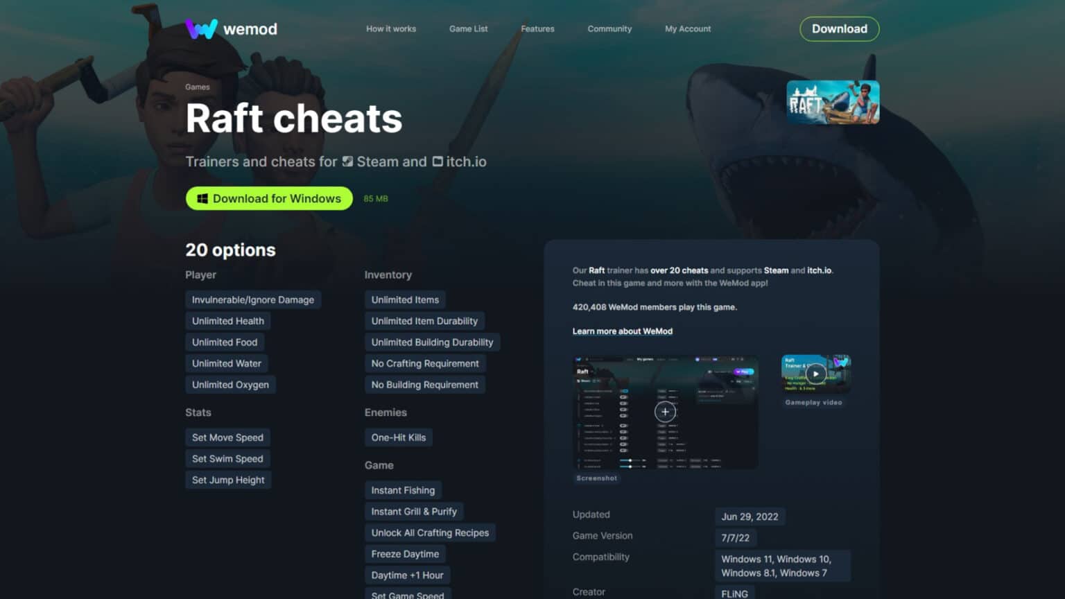All the Raft Cheats, Codes and Console Commands
